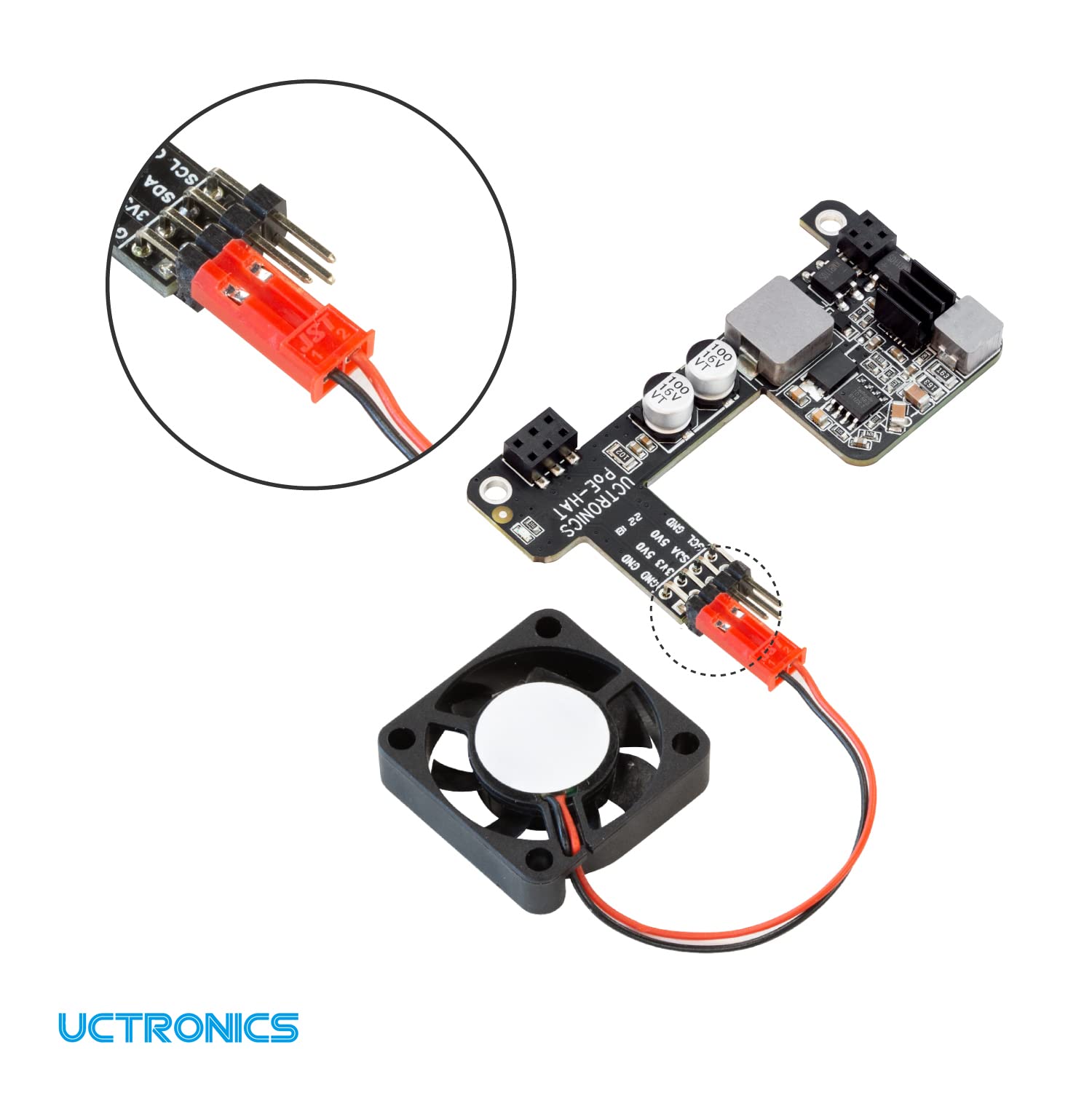 UCTRONICS PoE HAT for Raspberry Pi 4B/3B+, Power Over Ethernet (PoE) Support 802.3af PoE Network Standard, Compatible with Pi 4B / 3B+