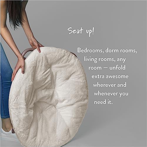 Urban Lifestyle Faux Fur Saucer Chair, 22"D x 32"W x 29"H, White/Gold