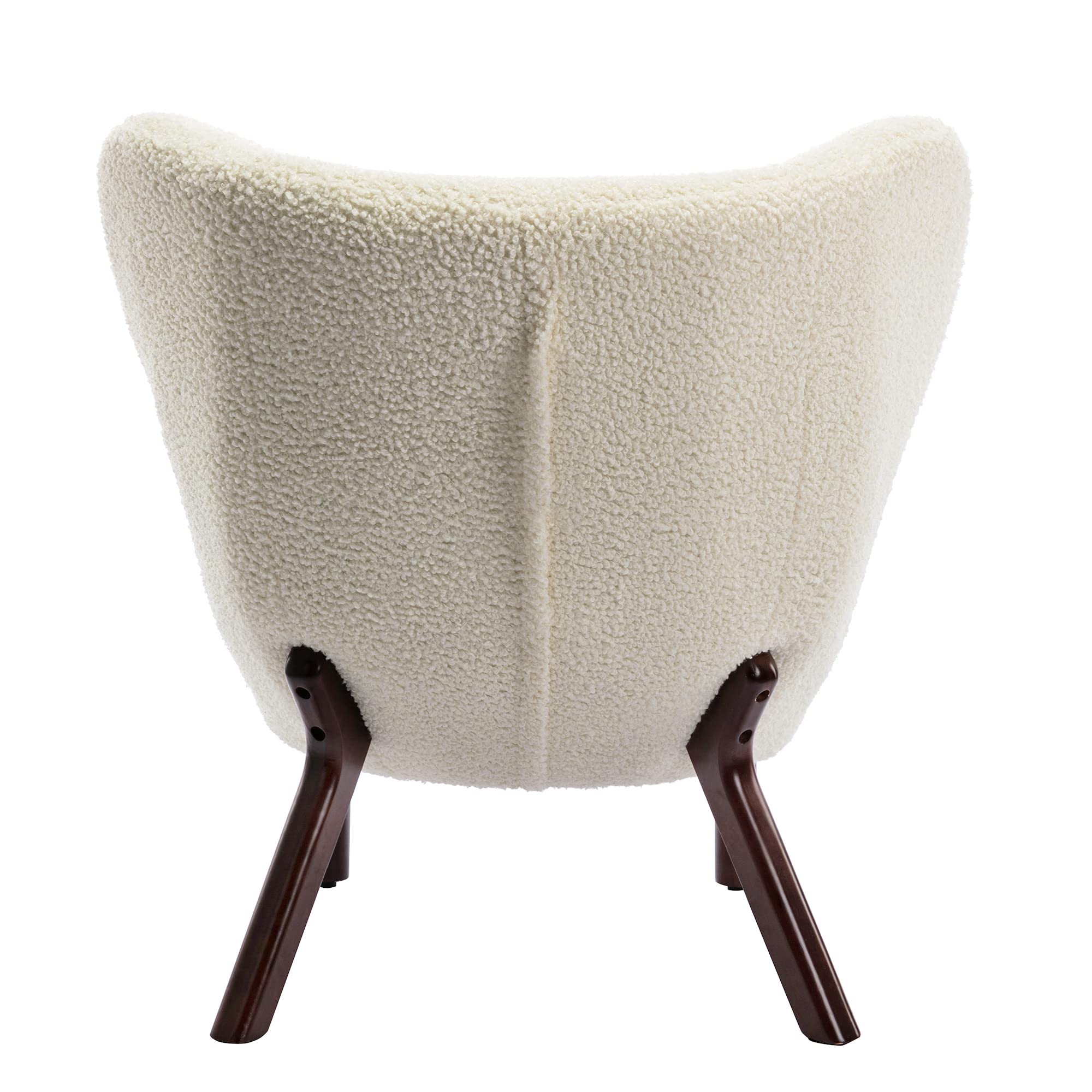 ViolaDresses Modern Accent Chair Lambskin Sherpa Wingback Tufted Side Chair with Solid Wood Legs for Living Room Bedroom,Cream