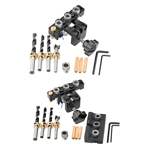 Woodworking Pocket Hole Jig 3 In 1 Adjustable Doweling Jig With 8/15mm Drill Bit Drilling Guide Locator Puncher DIY Tool Woodworking Doweling Jig Kit Vertical Pocket Hole Jig Drilling