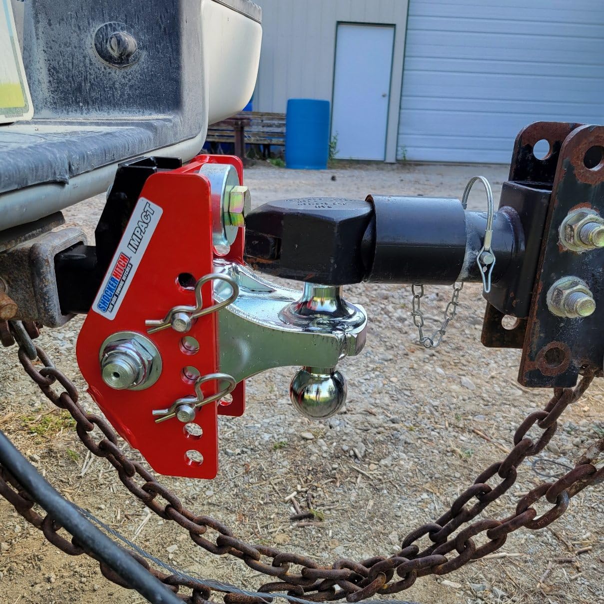 Shocker Impact Cushion Hitch Combo Ball Mount 4" Rise to 4" Drop, Fits 2" Hitch Silver Combo 2" & 2-5/16" Balls