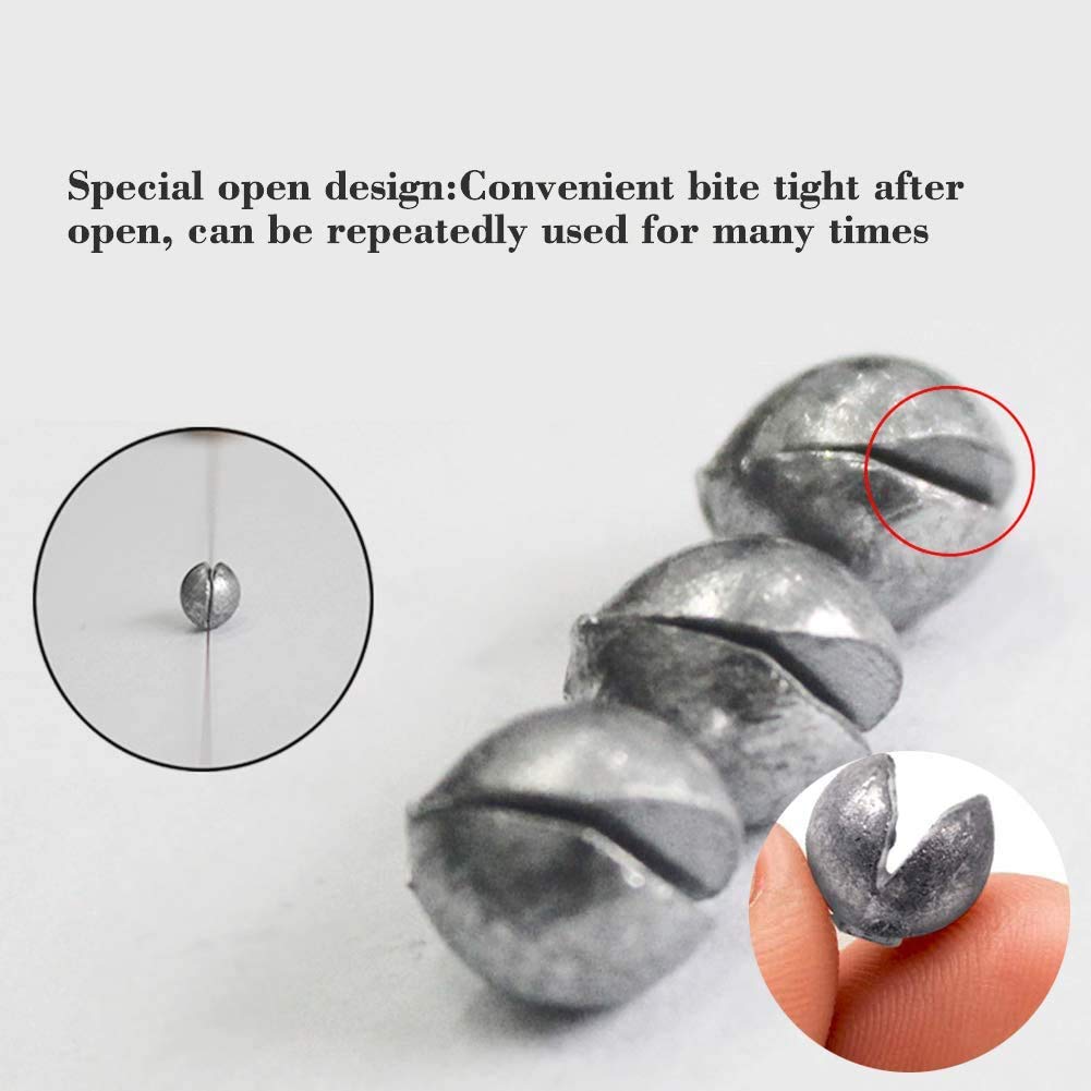 ZONGR 100pcs Silver White Fishing Sinker Weights Round Split Shot Weight Sinkers Tackle Round bite A