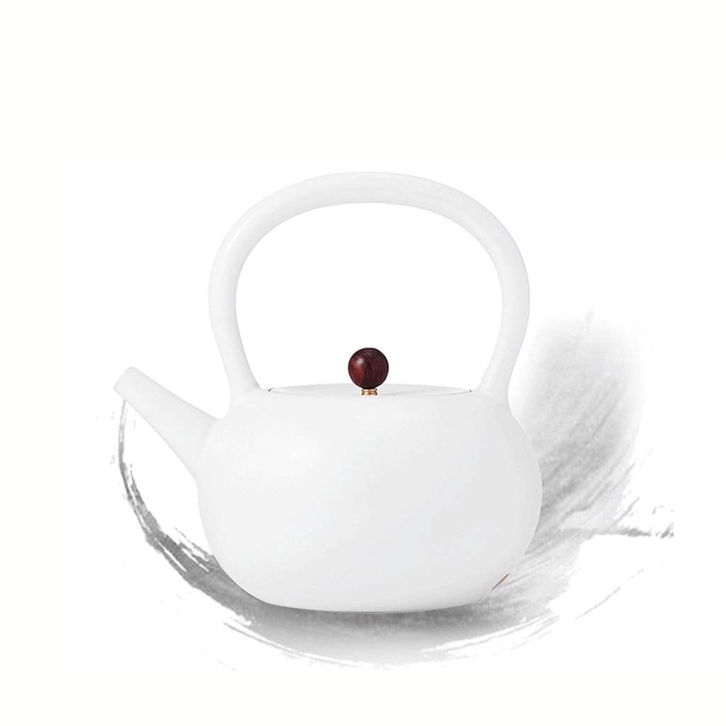 ZNZN Ceramic Kettle Retro Chinese Kettle Large-Capacity Stove Teapot with Round Comfortable Handle Creative Gift (700ml, 23.6oz) Multifunctional Water Kettle (Color : White)