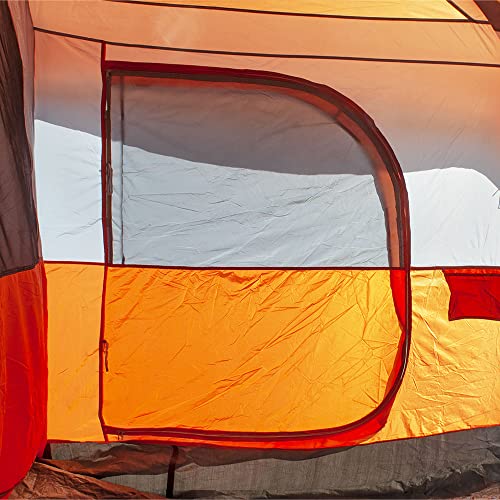 WFS 8-Person 2-Room Cabin Camping Tent with Rain Fly, Orange