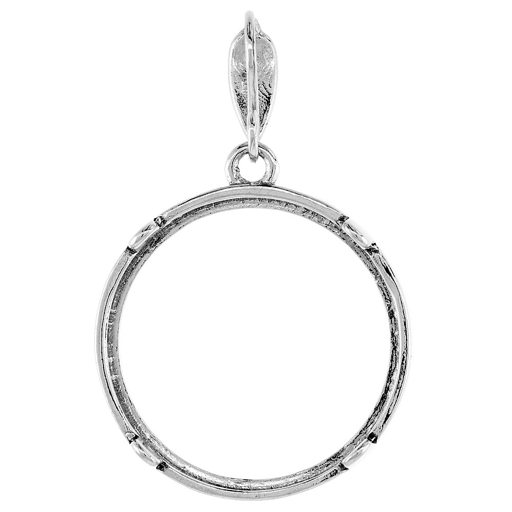Sterling Silver Nickel Bezel 21 mm Coins Prong Back Square Edge 5 Cent Coin NOT Included