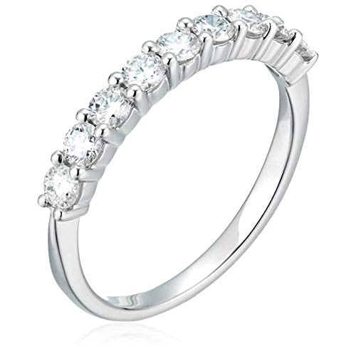 VIR JEWELS 3/4 carat (ctw) Diamond Wedding Anniversary Band for Women, Round Diamond Engagement Ring 14K White Gold 9 Stones Prong Set 0.75 cttw, Size 7