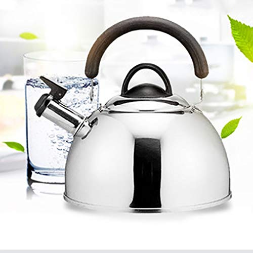 ZNZN Silver Stainless Steel Kettle Sound Kettle Stovetop Teapot with Heat-Proof Handle Classic Large Capacity (2.5L, 84.5OZ) Multifunctional Water Kettle