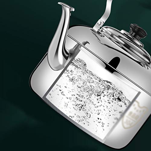 ZNZN Stainless Steel Kettle Stove Top Whistling Teapot Silver Classic Teapot Appearance Cooking Grade Ring Shaped Kettle Bottom Multifunctional Water Kettle (Color : 8L)