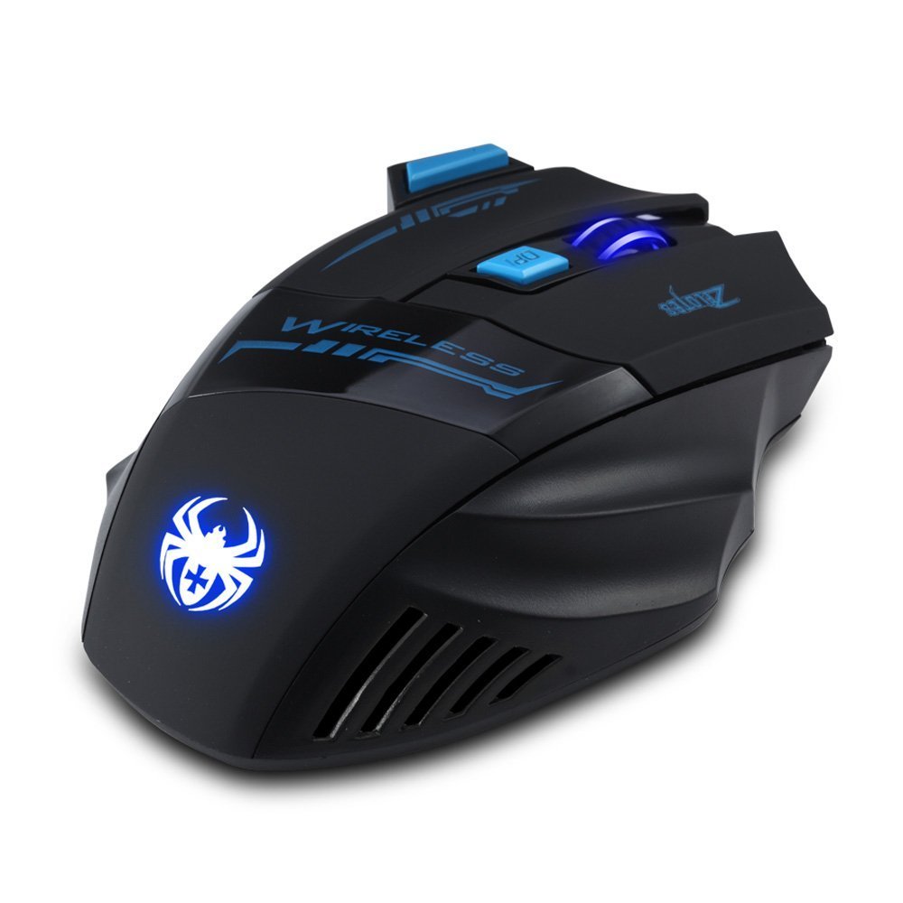 zelotes Professional LED USB Optical 2400 DPI 7 Button USB 2.4G Portable Mobile Wireless Gaming Mouse Mice for Gamer,Notebook, PC, Laptop, Computer, MacBook (Black)