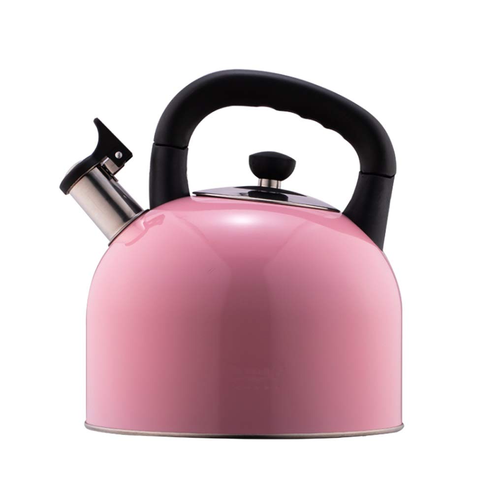 ZNZN Stainless Steel Kettle Household Whistling Teapot Ergonomic Handle Thickened Large Capacity Kettle Design (5L/169OZ) Multifunctional Water Kettle (Color : Pink)