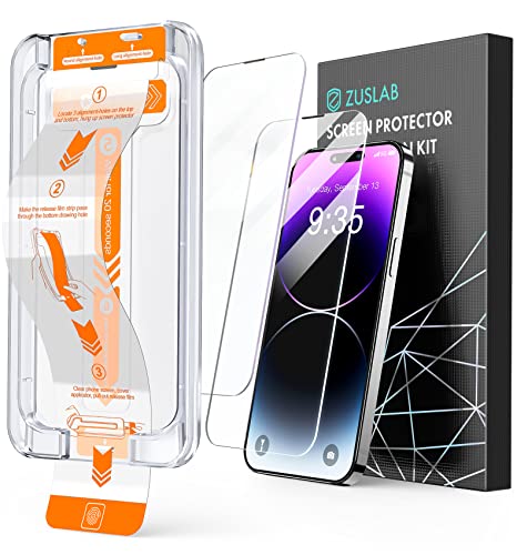Zuslab for iPhone 14 Pro Max Screen Protector Tempered Glass with Easy AutoAlign Install Kit, [Dust Proof] [Bubble Free] [AntiFingerprint] [Full Coverage] Case Friendly for iPhone 2022 6.7’’ 2