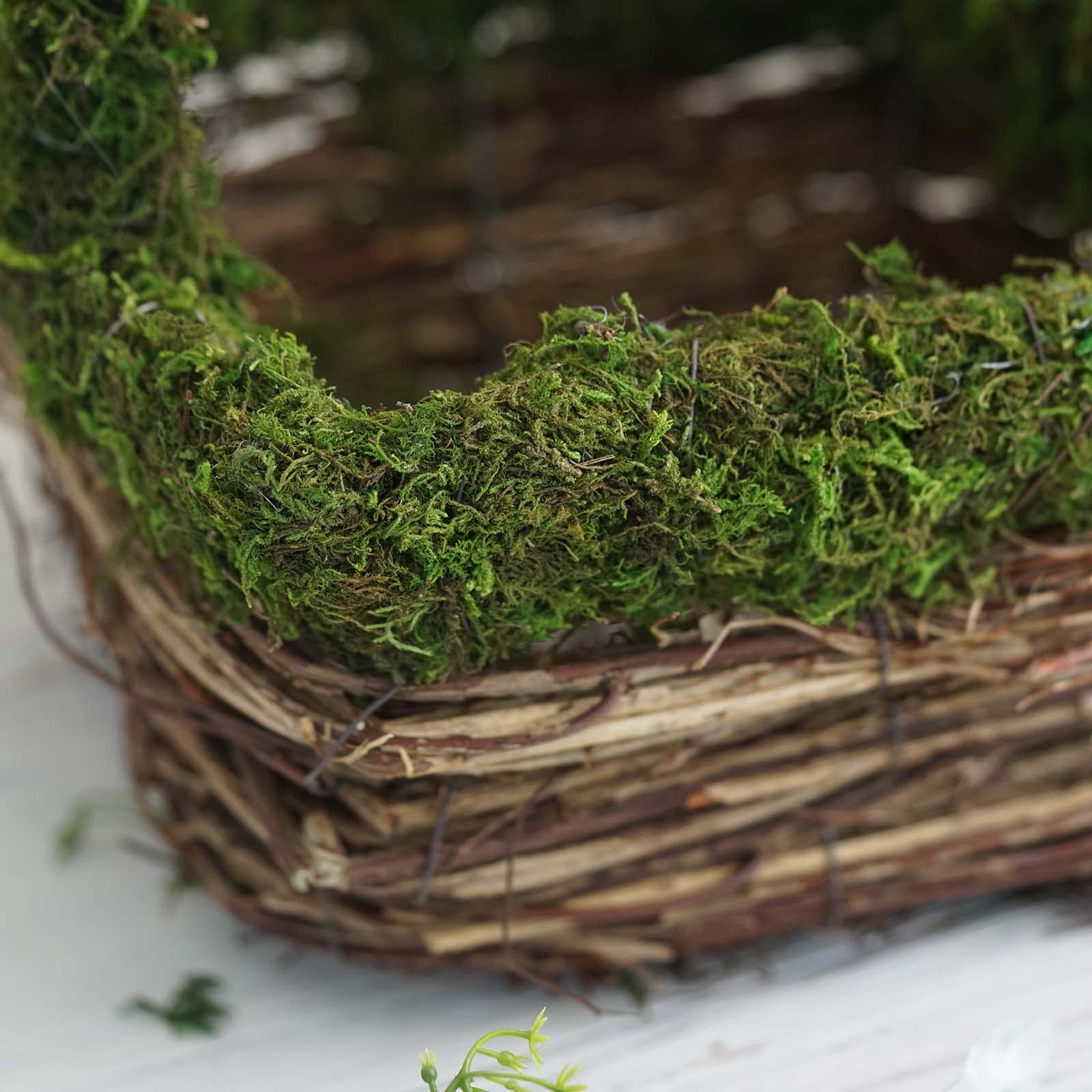 TABLECLOTHSFACTORY Set of 2 | Rustic Twig Moss Planter Box Flower Basket - 8" & 6"