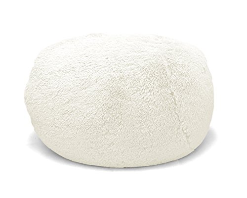 Urban Shop Long Hair XL Pouf, White