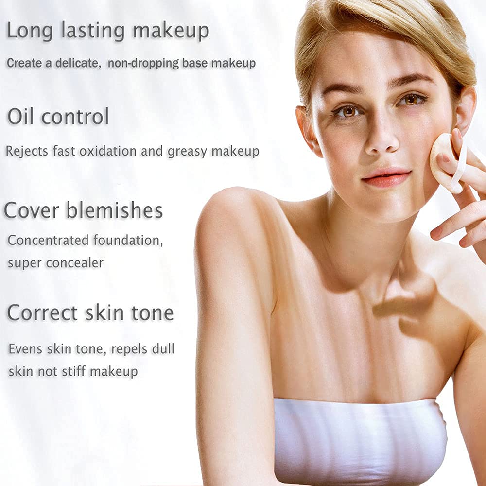ZFC Foundation Makeup Concealer, Medium-to-Full Coverage Foundation Cream, Long Lasting Waterproof Up to 12HR Hybrid Setting Powder