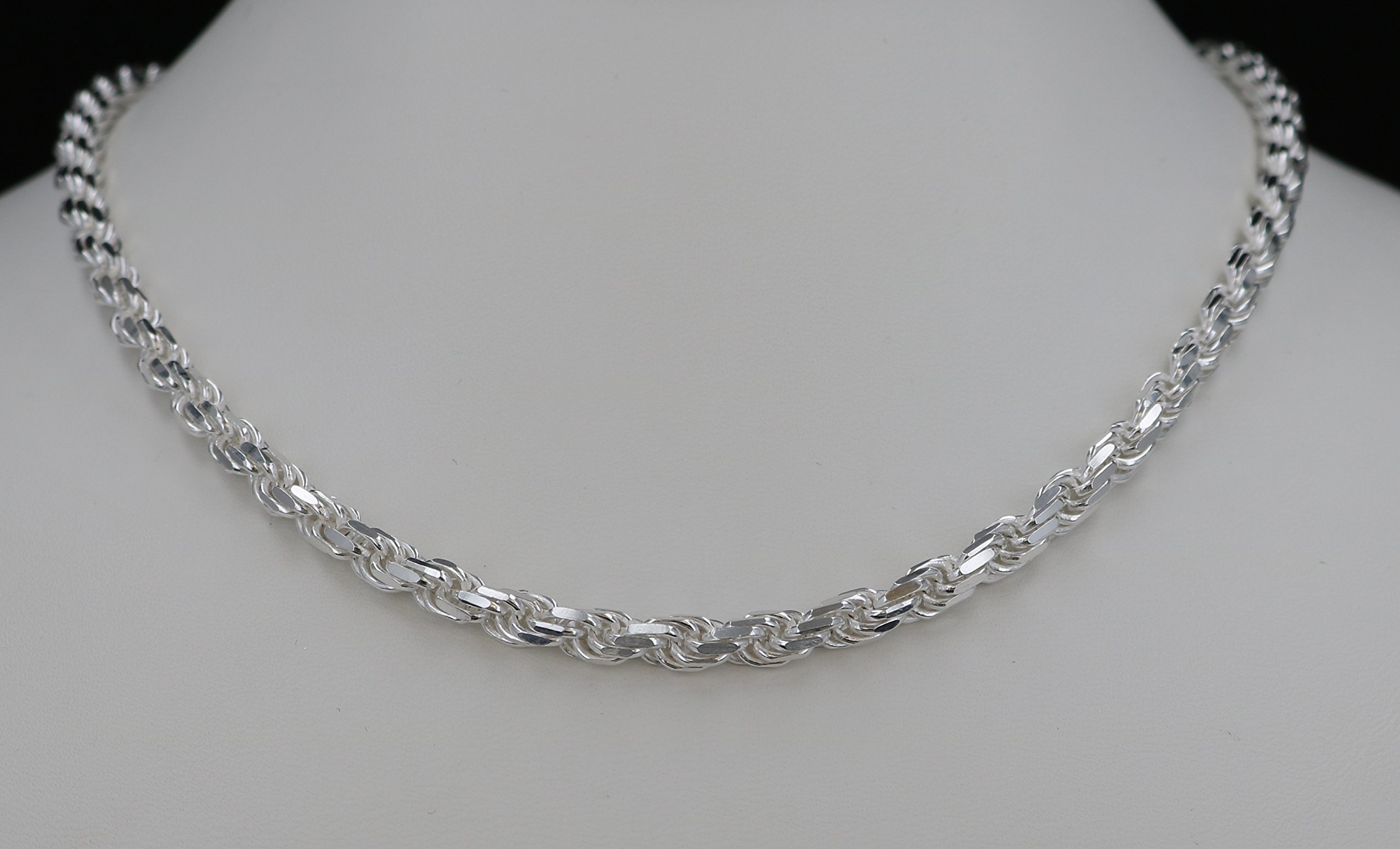 Sterling Silver Real Solid 925 Diamond Cut Rope Chain 5.0mm 18" to 30" (26)