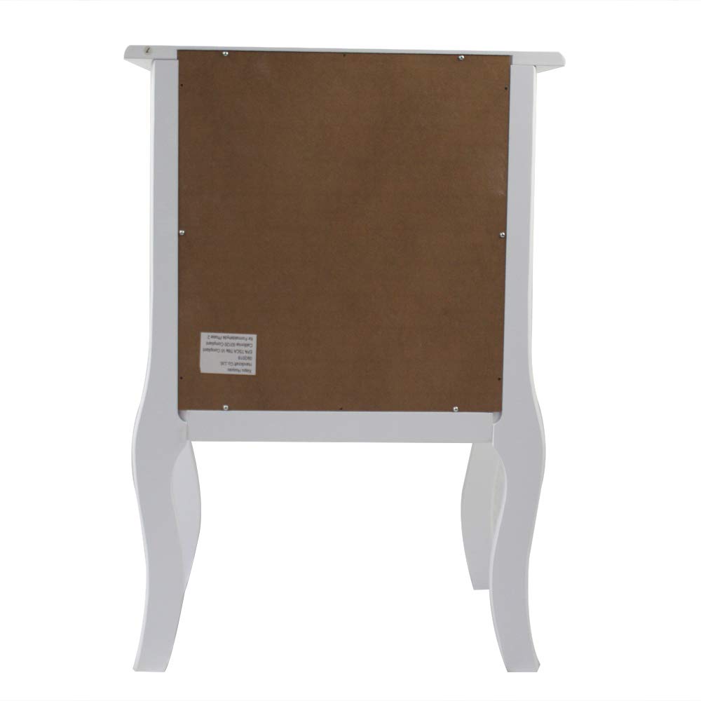 White Nightstand, Modern Bedside Table with 3 Drawers and Curved Legs, End Table with Black Round Handles, White Side Table for Bedroom, Living Room, Apartment, White