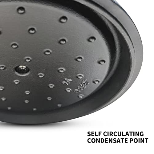 ZQBTC Enamel Cast Iron Covered Dutch Oven Pot with Lid for Bread Baking Use on Gas Electric Oven 3 Quart 2-3 People (Grey)