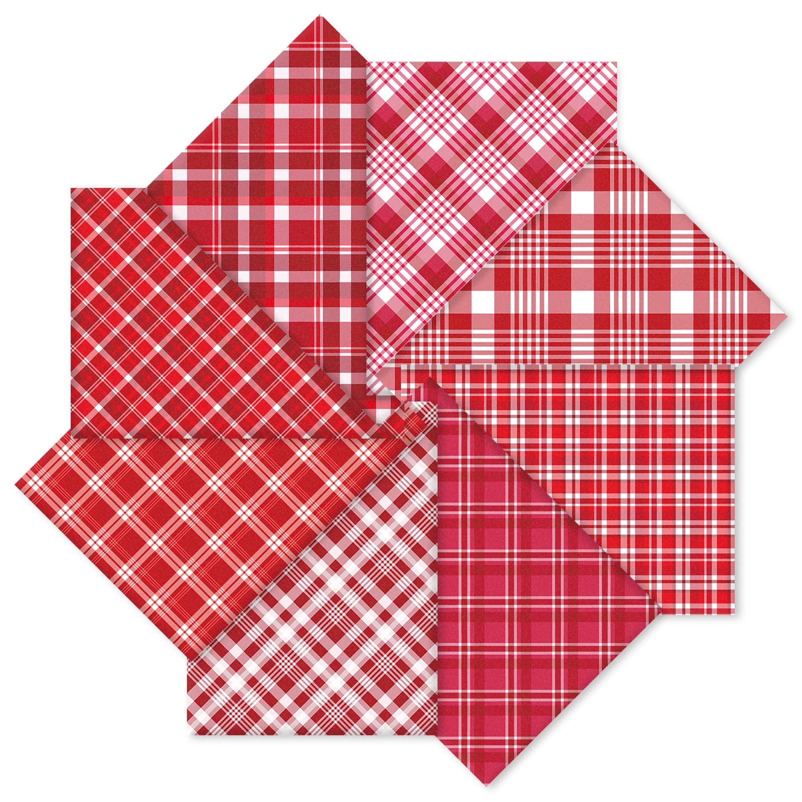 Whaline 8Pcs Valentine's Day Cotton Fabric Bundles 18 x 22 Inch Buffalo Plaid Fat Quarters Red White Plaid Quilting Patchwork Squares Sewing Fabrics for DIY Handmade Crafting Home Party Decor