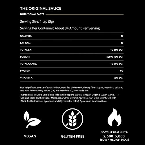 TRUFF Original Black Truffle Hot Sauce, Gourmet Hot Sauce with Ripe Chili Peppers, Black Truffle Oil, Organic Agave Nectar, Unique Flavor Experience in a Bottle, 6 oz.