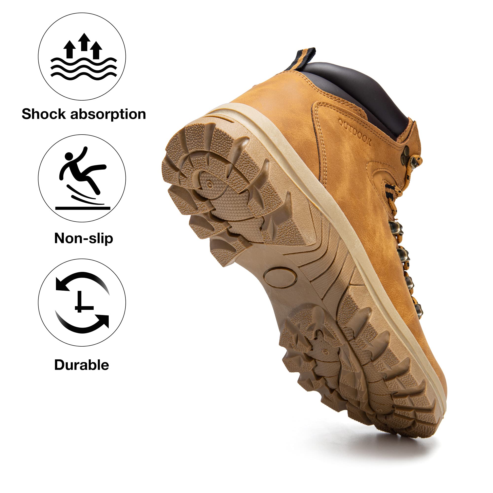 ZASEPY Hiking Boots Men | Work Boots for Men | Comfortable & Waterproof & Non-Slip | Men's Hiking Boots Trekking Camping Backpacking Brown