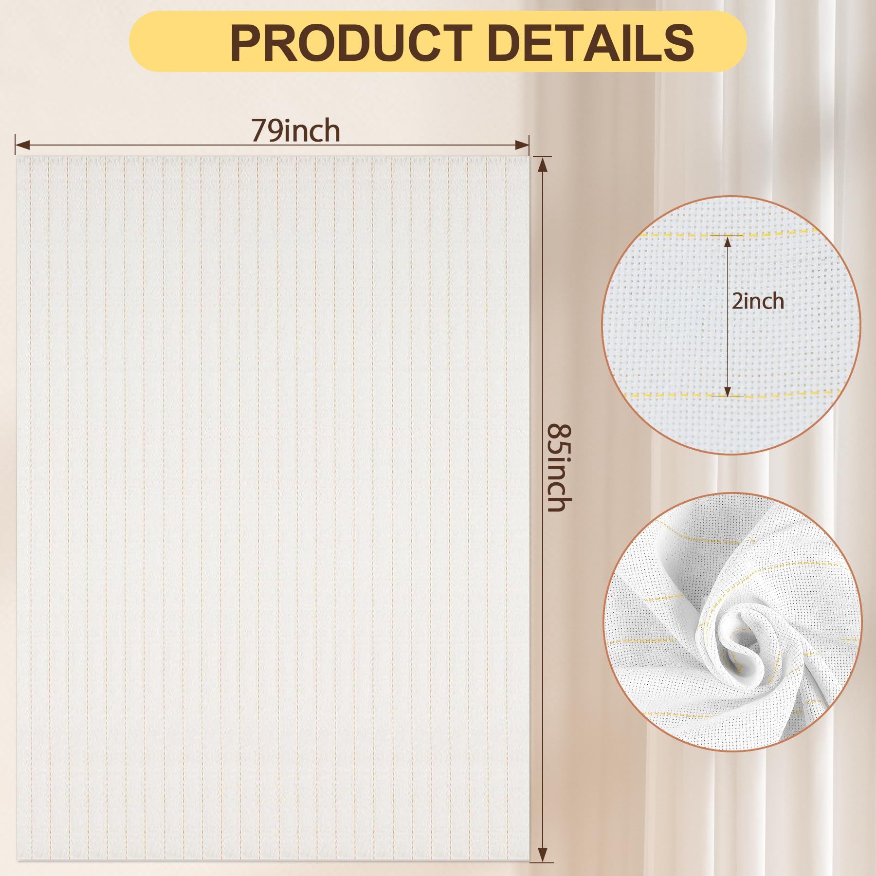 zowwfast 79" x 85" Tufting Cloth with Marked Lines, Punch Needle Fabric for Punch Needle, Cut/Loop Pile Tufting Gun Perfect Tufting Fabric for Rug Hooking, Punch Needle Frame