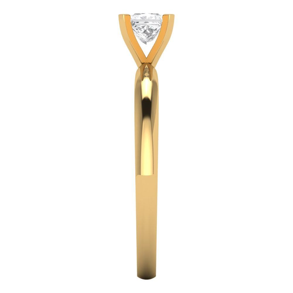 Yellow 14k Gold Solitaire Statement anniversary Engagement Promise Ring - 0.5 Ct Princess Cut Clear Simulated Diamond Sz 3.5