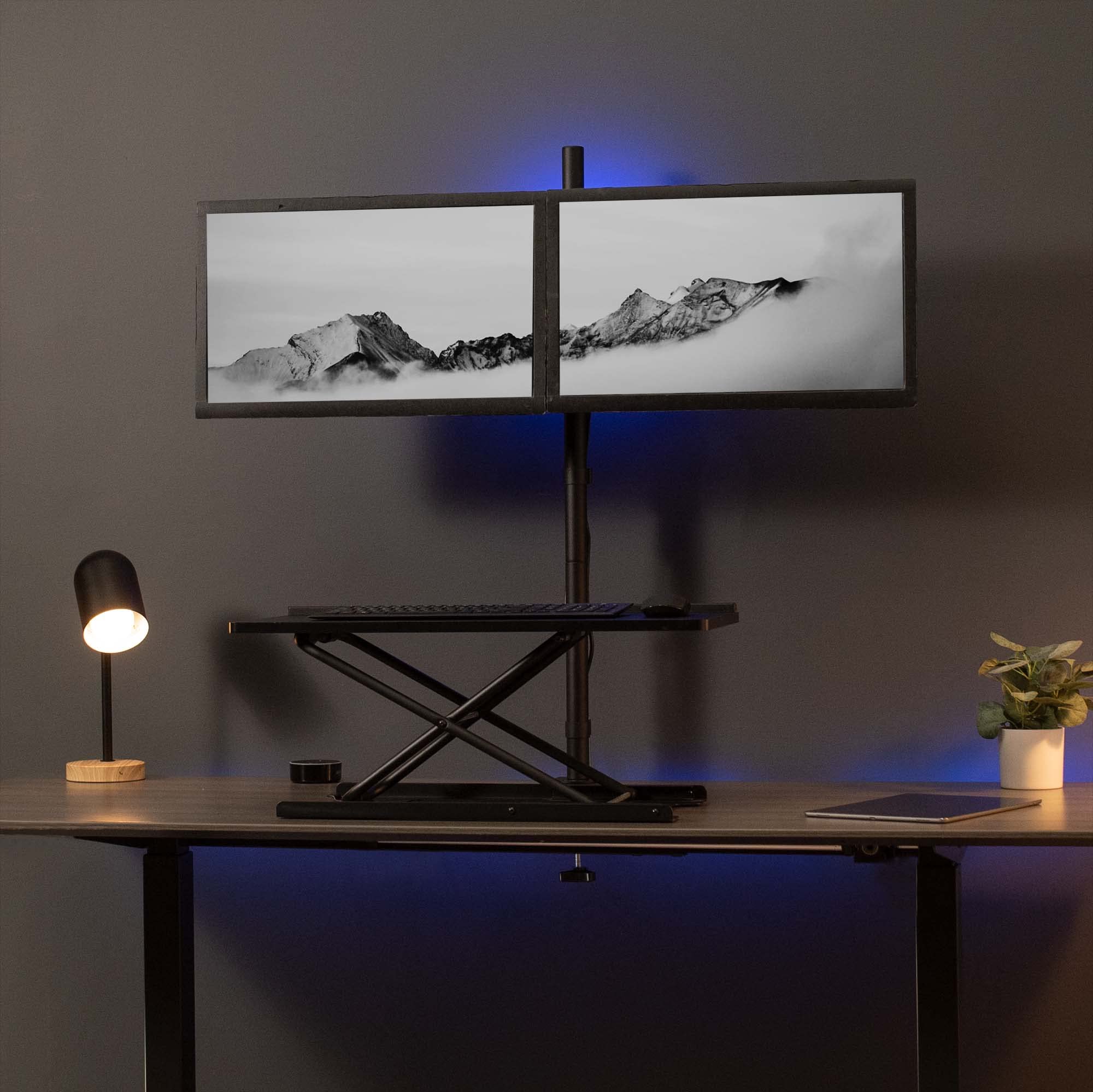VIVO Dual Monitor Stand Up Desk Mount Extra Tall 39 inch Pole, Fully Adjustable Stand for up to 27 inch Screens, Black, STAND-V012