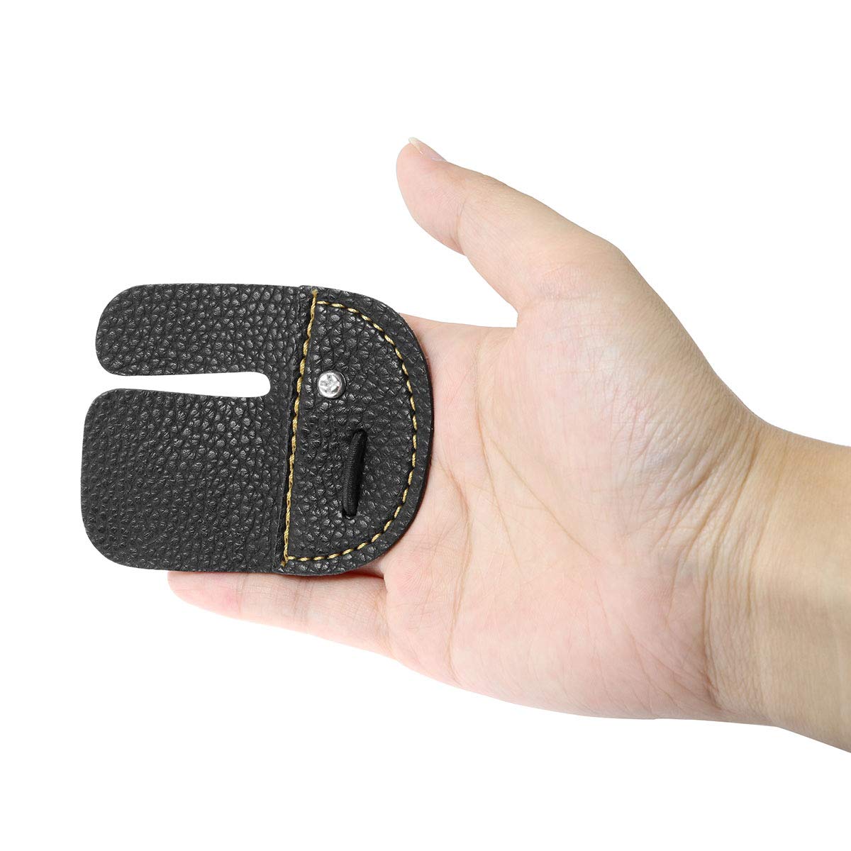 ZRM&E Cow Leather Right Handed Archery Finger Tab for Recurve Bows, Fingers Protector, Shooting Practice Gear, Black