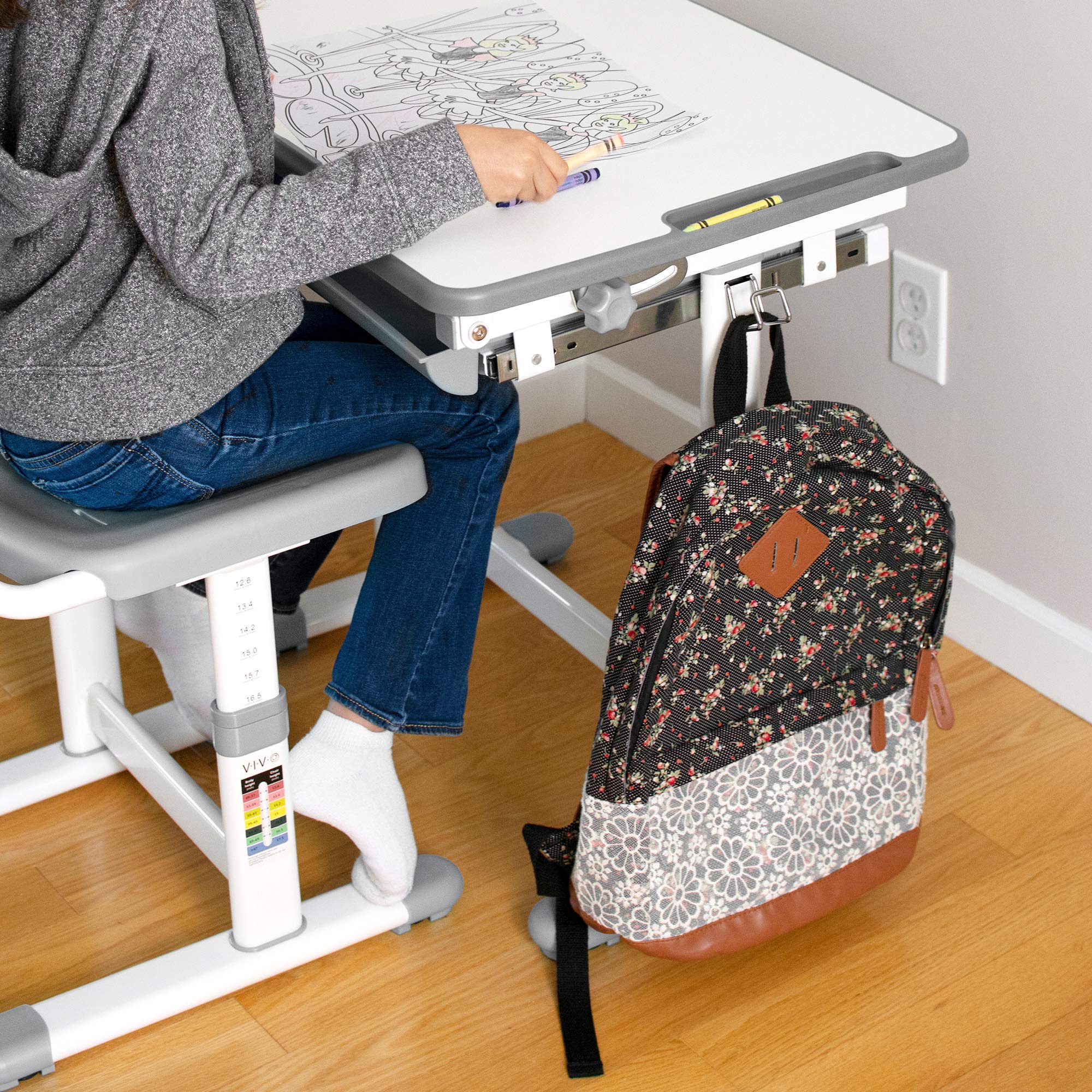 VIVO Gray Height Adjustable Children's Desk and Chair, Kids Interactive Workstation, DESK-V303G