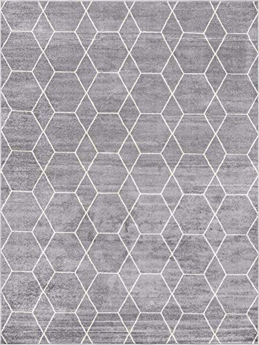 Unique Loom Trellis Frieze Collection Area Rug - Geometric (10' x 13', Light Gray/ Ivory)