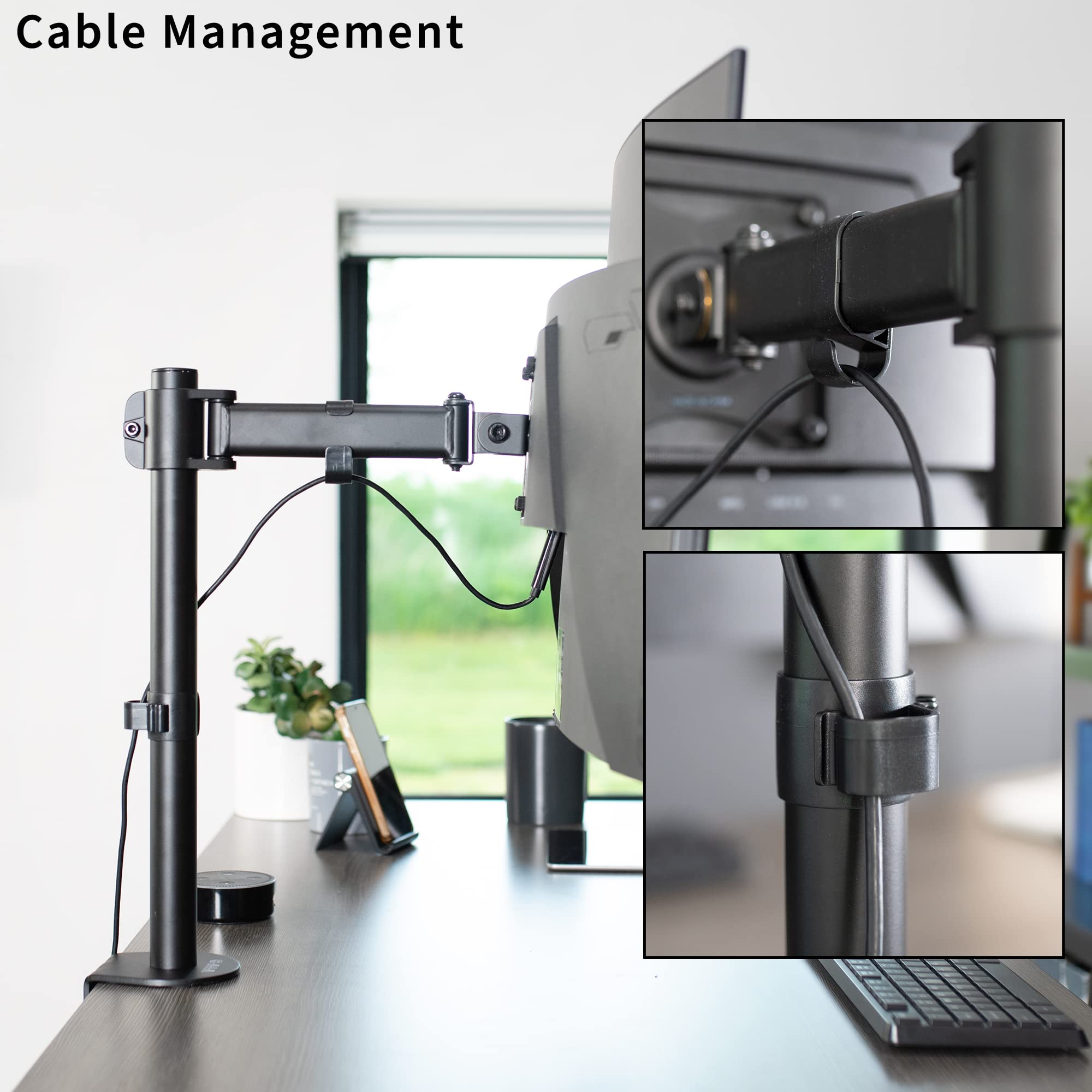 VIVO Single 13 to 32 inch Computer Monitor Desk Mount, Short Adjustable Arm, VESA Stand for 1 Screen, Max VESA 100x100, Black, STAND-V001E