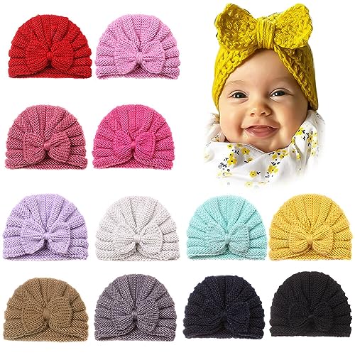 Winter Warm Baby Hat Cute Bow Girls Beanie Hat Knitted Infant Toddler Cap 0-3 Years Old, Purple
