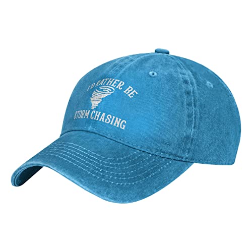 ZDZQART I'd Rather Be Storm Chasing Unisex Cowboy Hat Baseball Caps Adjustable Sports Golf Denim Casquette Cap Blue
