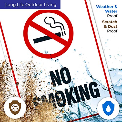 Sigo Signs - No Smoking Metal Sign, (4 Pack) 10x7 Inches, Rust Free .040 Aluminum, Fade Resistant, Made in USA