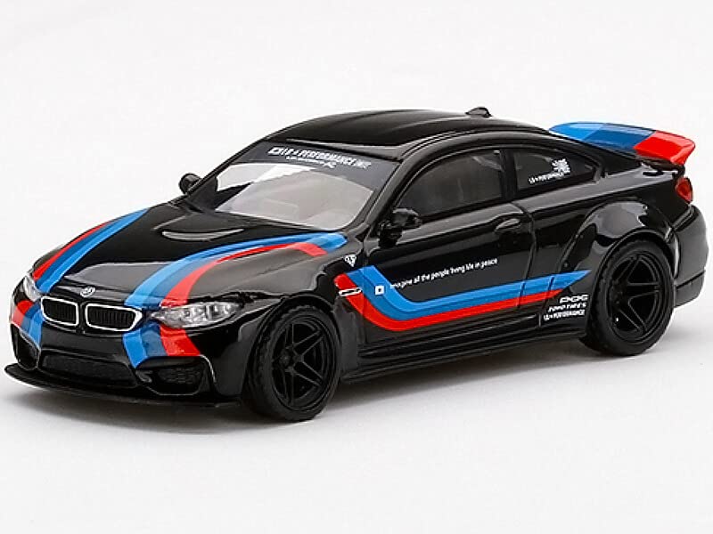 TSM Model M4 LB Works Black with M Stripes Limited Edition to 7800 Pieces Worldwide 1/64 Diecast Model Car by True Scale Miniatures MGT00306, MGT00306-MJ