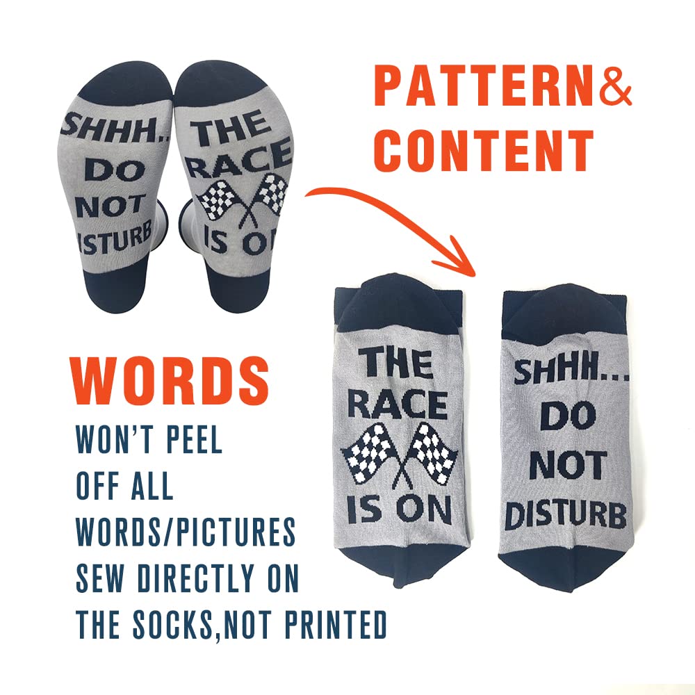 ZHANTUONE Socks Gift,Shhh...Do Not Disturb,The Race is on, Racing Fans Gift Socks,Race Car Socks,Race Car Gift, Racing Game Gift