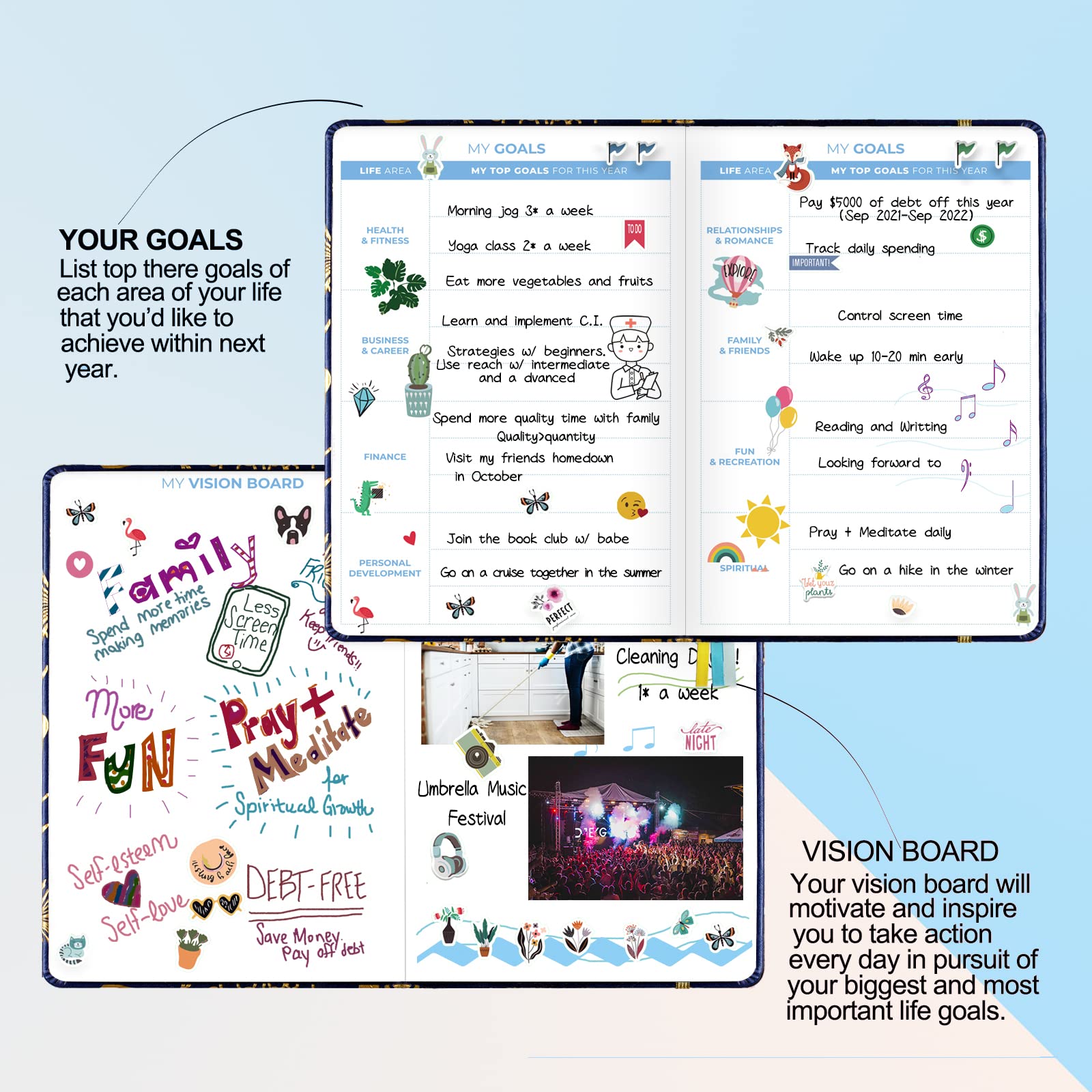 Weekly and Monthly Planner 2024-2025 to Increase Productivity and Hit Your Goals journal Christmas Gifts for women Notebooks for Work Undated Planner Agenda Habit Tracker Planner Gift Set
