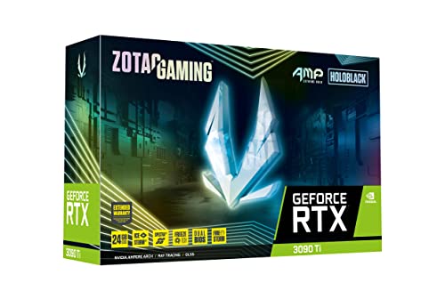 ZOTAC Gaming GeForce RTX™ 3090 Ti AMP Extreme Holo 24GB GDDR6X 384-bit 21 Gbps PCIE 4.0 Graphics Card, HoloBlack, IceStorm 2.0 Advanced Cooling, Spectra 2.0 RGB Lighting, ZT-A30910B-10P