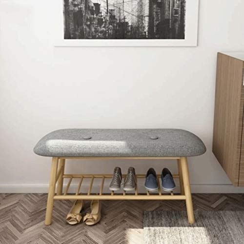 ZHYH Solid Wood Simple Door wear Shoes Bench Fabric Sofa Stool Home Stool Footstool Shoe Cabinet
