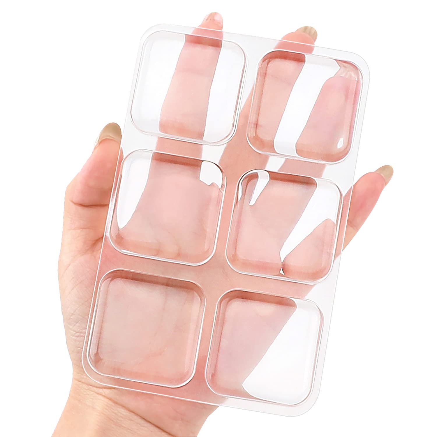 Xfenvs Door Knob Wall Shield, 6PCS Transparent Square Guard Door Stopper Wall Protector Silencer, Self Adhesive Door Handle Bumper (1.57" Small Square 6 PCS, Clear)