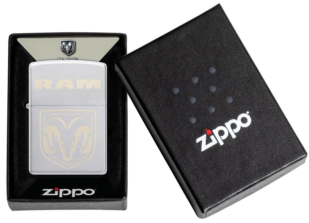 Zippo RAM Satin Chrome Pocket Lighter