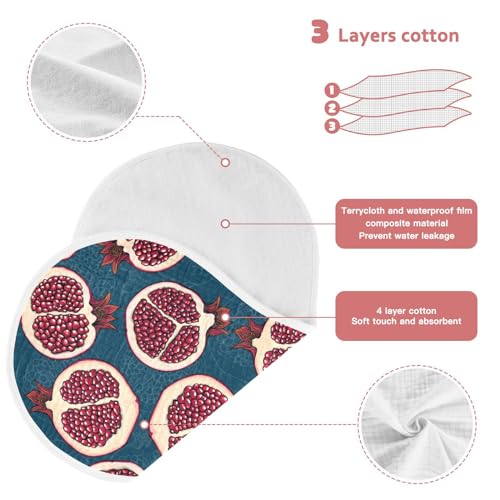 vvfelixl Baby Burp Cloths Pomegranarte Fruit Baby Newborn Cotton Burping Cloths Set Baby Washcloths 4 Pack Blue