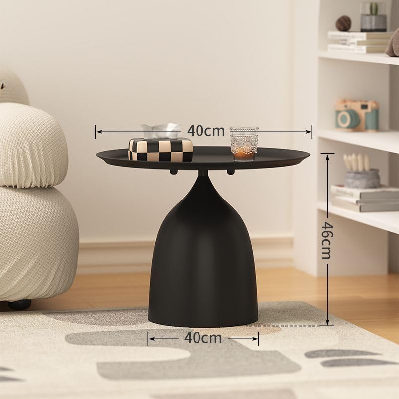 TUSOPORT Modern Nesting Tables, Black, Round, Metal, 24x19x11 inches, 2 Pieces, 40lbs Load Capacity