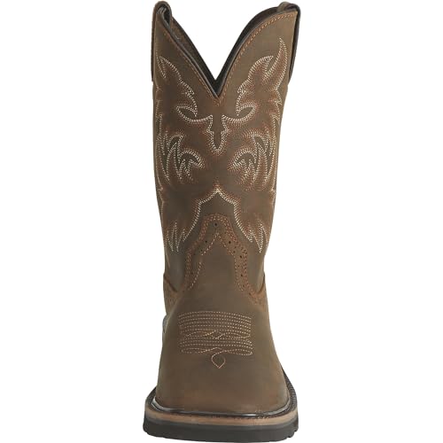 Wolverine mens Rancher 10" Square Soft Toe Work Boot, Dk Brown/Rust, 8 US