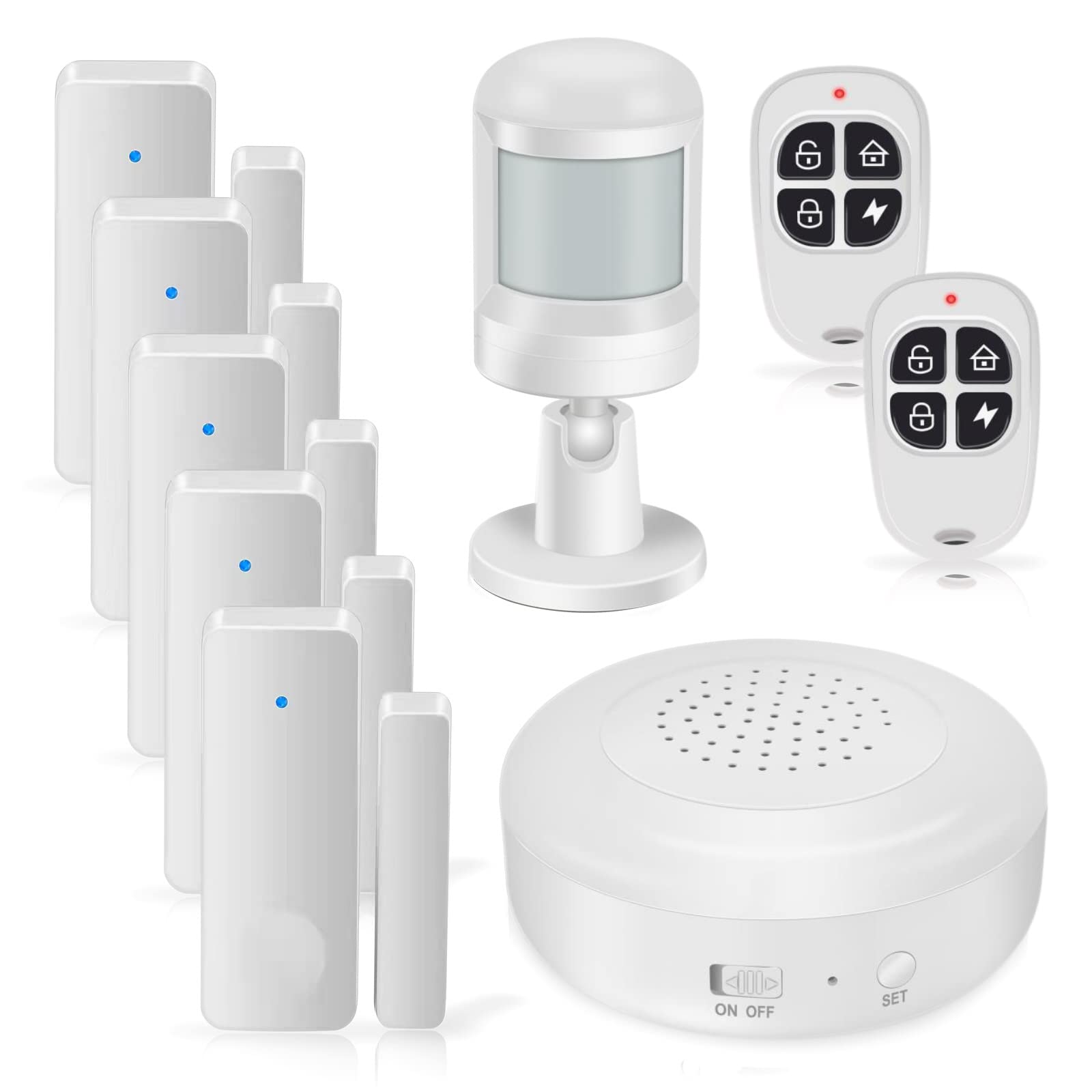 WiFi Alarm System Home Security System Smart Alarm 9 Pieces-Kit DIY No Monthly Fee Wireless with APP Push and Calling Alarms for Home Apartment