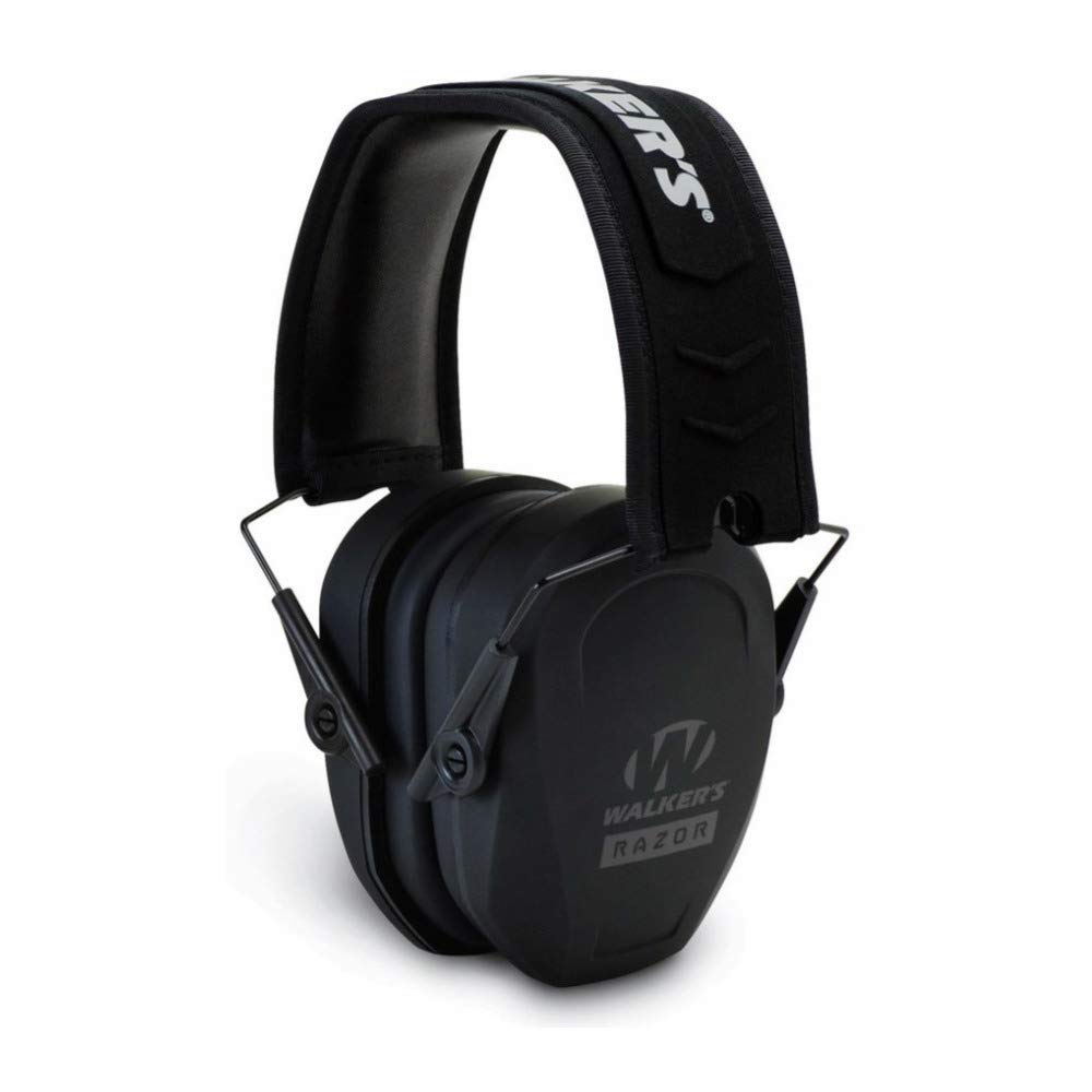 Walkers's Razor Slim Passive Safety Ear Muffs (Black) with Crosshair Sport Shooting Glasses 2-Pack Bundle (4 items)