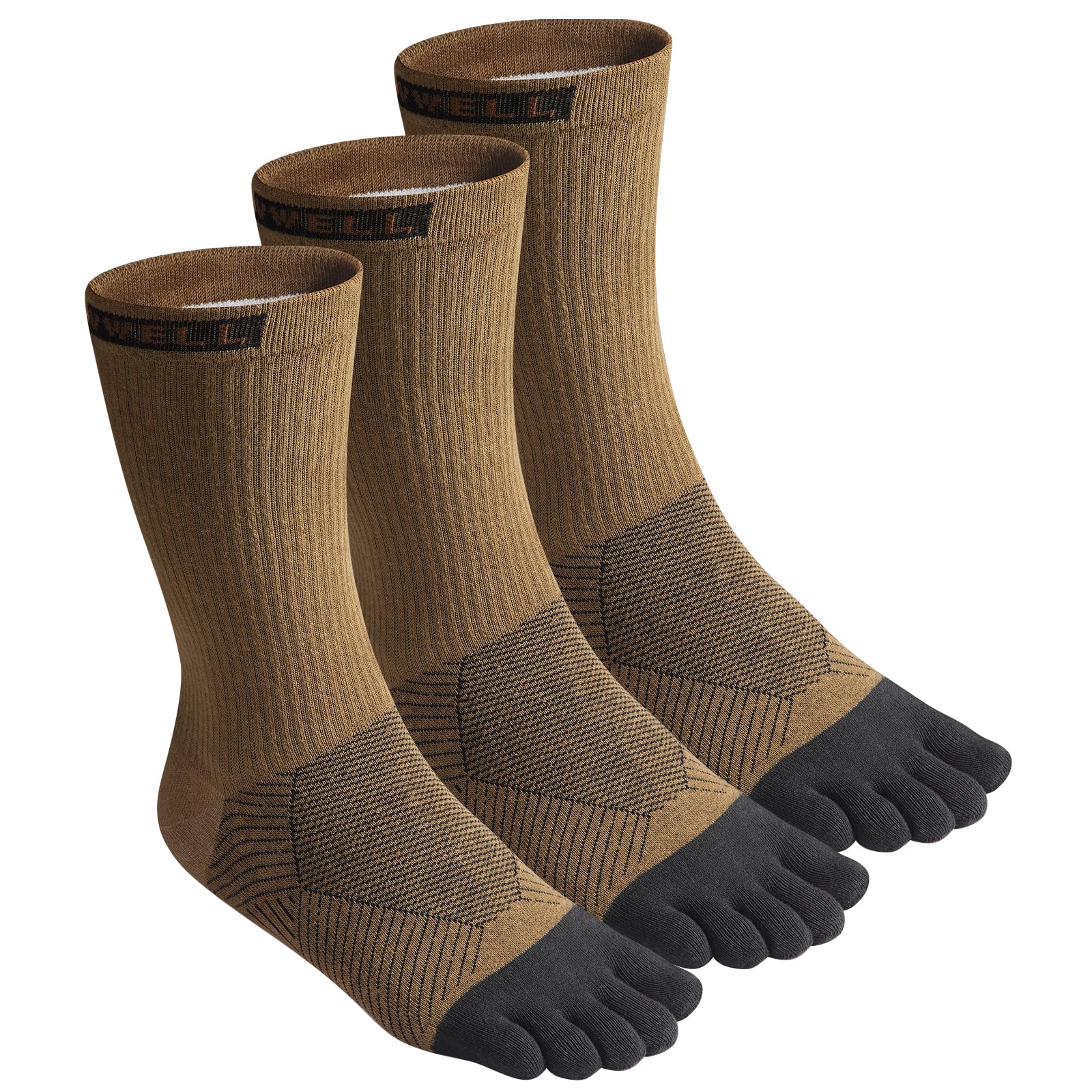 VWELL Toe Socks Cotton Athletic Running Five Finger Socks 3 Pairs,Size 7-11