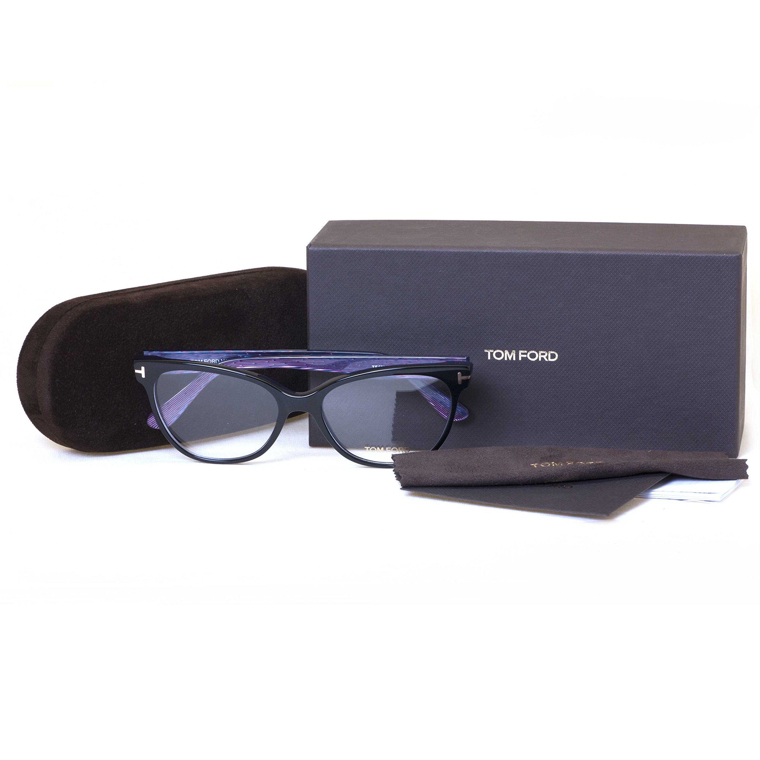 Tom Ford Cateye Eyeglasses TF5291 005 Size: 55mm Black/Iridescent Chalkstripe FT5291