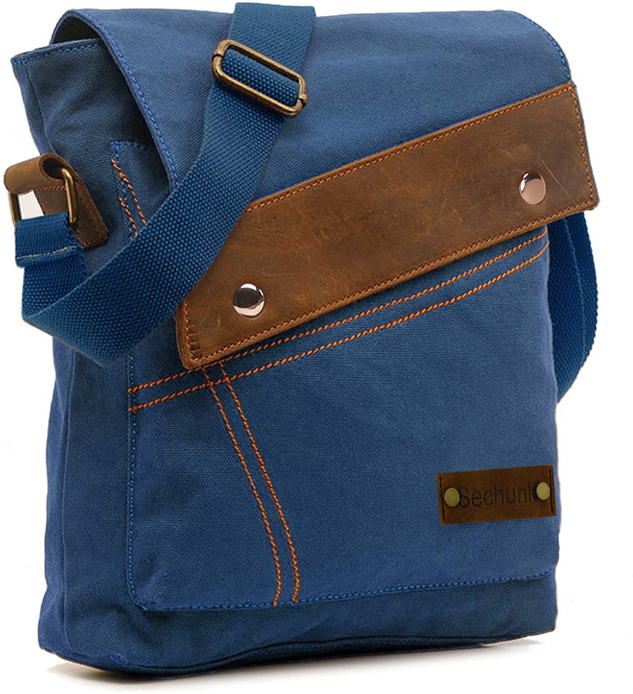 Sechunk Canvas Shoulder Bags Crossbody Bags Messenger Bags Purse for Men Women (Blue,small)