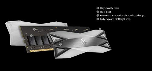 XPG DDR4 D60G RGB 16GB (2x8GB) 3200MHz PC4-25600 U-DIMM CL16-20-20 Desktop Memory Kit White (AX4U320038G16A-DW60)